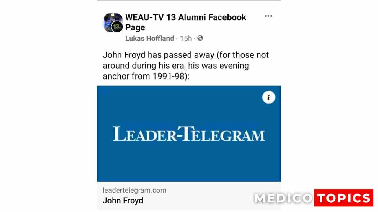How did John Froyd die? Former News Anchor Cause of death explained