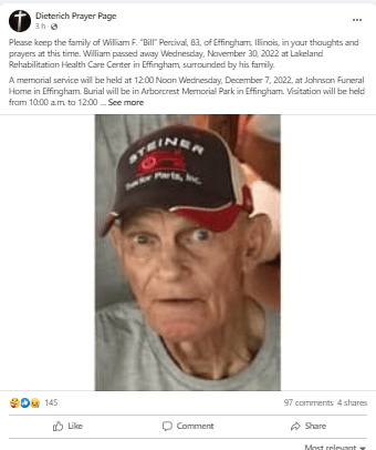 How did William F. "Bill" Percival die? Cause of Death Explained