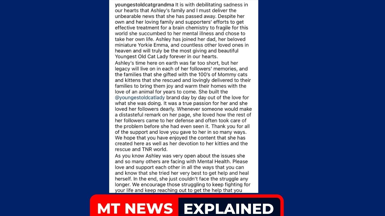 Why did Ashley Morrison commit suicide? Youngest Old Cat Lady cause of ...